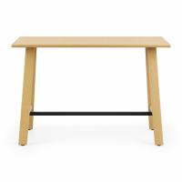 China Modern Wooden Bar Table With Metal Footrest For Restaurant Cafe Spaces for sale