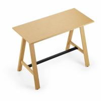 China Modern Wooden Bar Table With Metal Footrest For Restaurant Cafe Spaces for sale