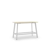 China Modern Counter Height Bar Table With Spacious Wood Grain Top And Metal Frame for sale
