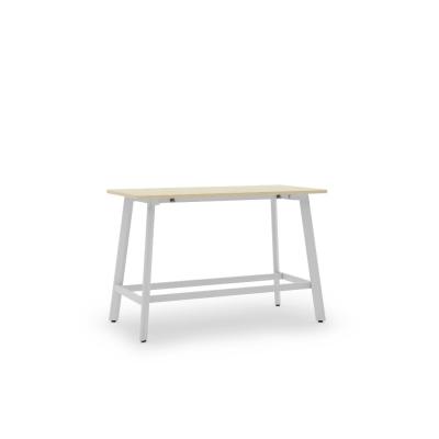 China Modern Counter Height Bar Table With Spacious Wood Grain Top And Metal Frame for sale
