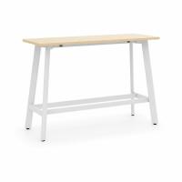China Modern Counter Height Bar Table With Spacious Wood Grain Top And Metal Frame for sale