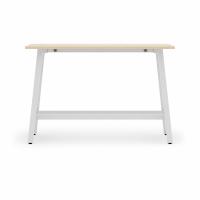 China Modern Counter Height Bar Table With Spacious Wood Grain Top And Metal Frame for sale