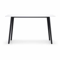 China Modern Bar Table With White MFC Top Black Metal Legs For Hotel Lounge Office for sale