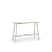 China Modern Bar Table With Wood Grain MFC Top Metal Legs For Hospitality Spaces for sale