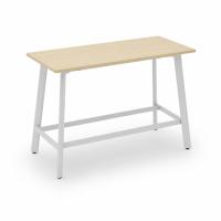 China Modern Bar Table With Wood Grain MFC Top Metal Legs For Hospitality Spaces for sale
