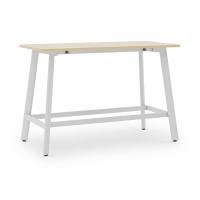 China Modern Bar Table With Wood Grain MFC Top Metal Legs For Hospitality Spaces for sale