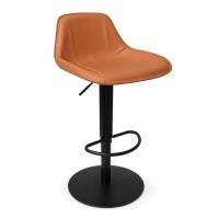 China Swivel Bar Stool Height Adjustable Counter Chair Faux Leather Seat Black Base for sale