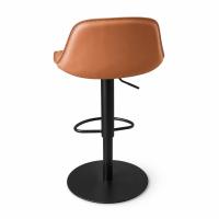 China Swivel Bar Stool Height Adjustable Counter Chair Faux Leather Seat Black Base for sale