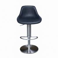 China Swivel Bar Stool Height Adjustable With Faux Leather Seat Round Stainless Base for sale