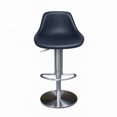 China Swivel Bar Stool Height Adjustable With Faux Leather Seat Round Stainless Base for sale