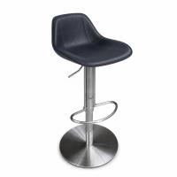 China Swivel Bar Stool Height Adjustable With Faux Leather Seat Round Stainless Base for sale