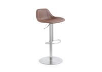 China Swivel Bar Stool Height Adjustable With Faux Leather Seat Round Stainless Base for sale