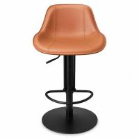 China Swivel Bar Stool Height Adjustable Counter Chair Faux Leather Seat Black Base for sale