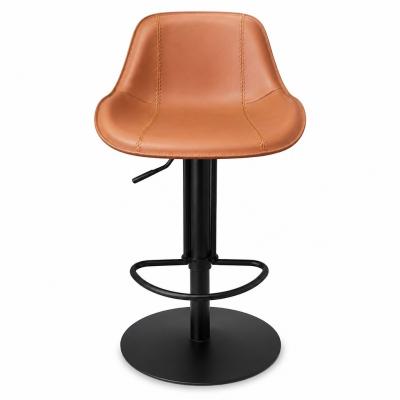 China Swivel Bar Stool Height Adjustable Counter Chair Faux Leather Seat Black Base for sale