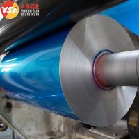 China Blue Aluminum Mylar Spooling Foil Roll AL+PET Laminating Film 0.006mm AL 0.012mm PET for sale