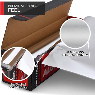 China Household Wrap Aluminum Foil 200 Sq Ft 12 Micron Food Grade Kitchen Roll for sale