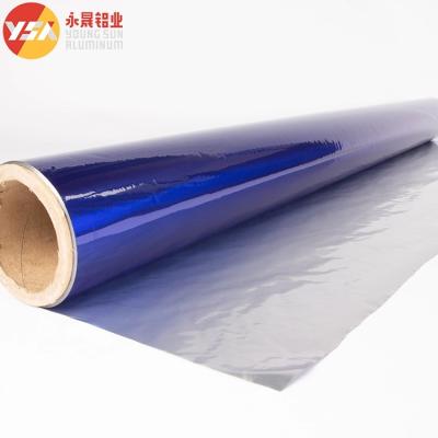 China Bright Blue Laminated Aluminum Foil AL+PET 0.012-0.07mm PET Thickness with 1600mm Max Width for sale