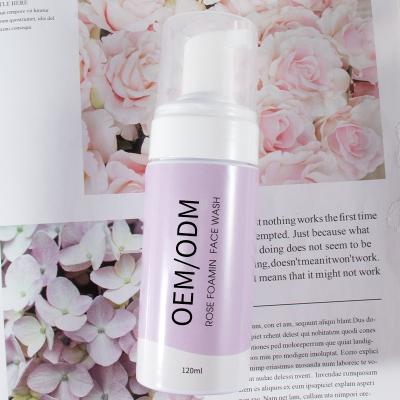 China Organic Brightening Rose Foaming Face Wash 120ml Skin Care ISO22716 for sale