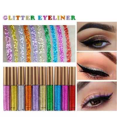 China MSDS 10PCS / Set Glitter Eye Liner For Women Easy To Wear Pigmented Red White Gold Liquid Eyeliner Glitter Makeup for sale