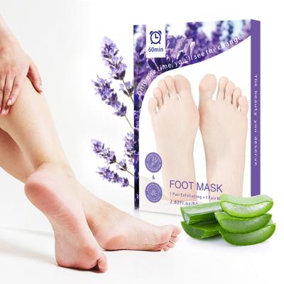 China OEM Explosive Exfoliating Lavender Foot Mask Set For Dead Skin Calluses 40ml for sale