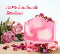 China 100G Fragrance Essential Oil Face Soap Rose Petal Cold Process Soap for sale