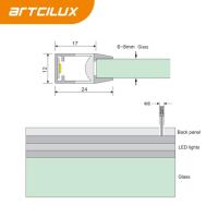China A2102 Surface Mounted LED Glass Clip Light 1000*24*12mm DC12V 7.2W/m SMD2835 60PCS/M Energy Saving for sale