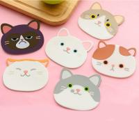 China CM-005Cute Cartoon Cat Cup Coasters Mats Silicone Rubber Coaster HEATER for sale
