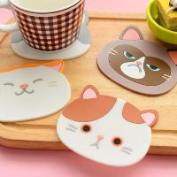 China CM-005Cute Cartoon Cat Cup Coasters Mats Silicone Rubber Coaster HEATER for sale