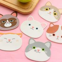 China CM-005Cute Cartoon Cat Cup Coasters Mats Silicone Rubber Coaster HEATER for sale