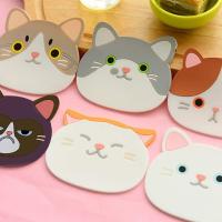 China CM-005Cute Cartoon Cat Cup Coasters Mats Silicone Rubber Coaster HEATER for sale