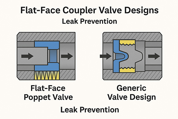 Comparison between Carterberg flat-face poppet valve and standard hydraulic coupler valve design