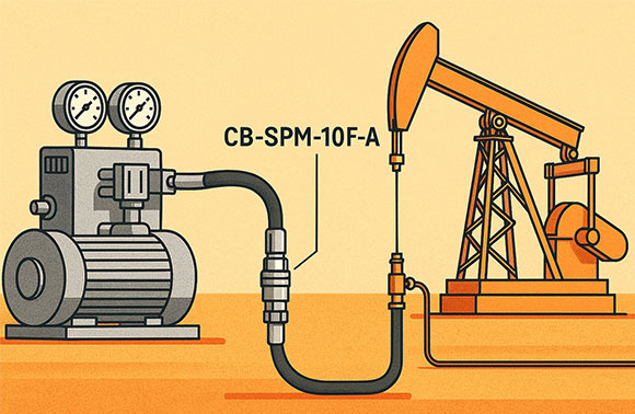 Application diagram showing CB-SPM-10F-A in high-temp oil & gas machinery setup