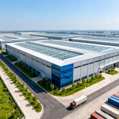 China Wind Load Resistant Hot-Dip Galvanized PEB Steel Structure with Bolted or Welded Connection for sale