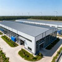 China Prefabricated Steel Structure Building with Wind Load Up to 300 km/h Hot-dip Galvanization and Bolted or Welded Connection for sale