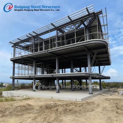 China Modern Multi-Storey Steel Building with Wind Load Up to 300 km/h Hot-Dip Galvanization and Q355/Q235 Steel Grade for sale
