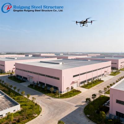 China Prefabricated Steel Structure Warehouse with 300 km/h Wind Load Hot-dip Galvanization and Clear-Span Design for sale