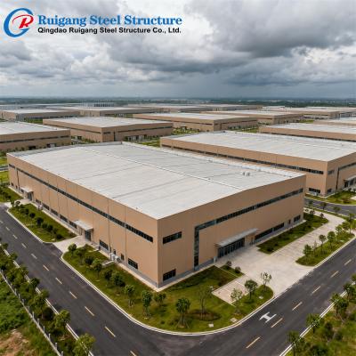 China Durable Prefabricated Steel Structure Warehouse with 300 km/h Wind Load, Hot-dip Galvanization, and Clear-Span Design for Industrial Storage for sale
