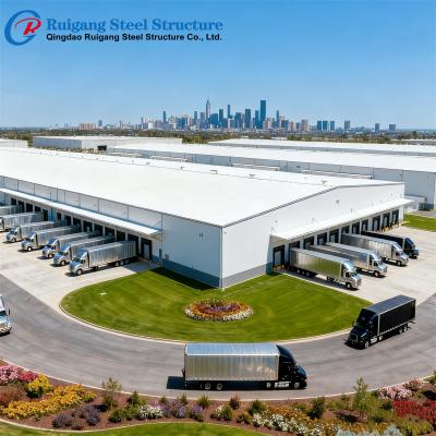 China Prefab Steel Structure Building with Hot-dip Galvanization and Clear-Span Design for Up to 300 km/h Wind Load for sale