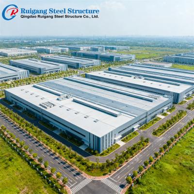 China Pre-Engineered Steel Structure Warehouse Building with Wind Load Up to 300 km/h, Hot-dip Galvanization, and Bolted or Welded Connection for sale