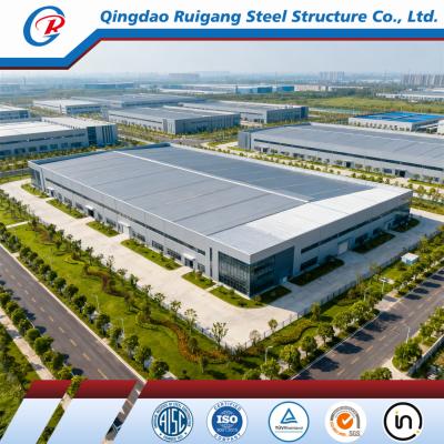 China Hot-dip Galvanized Prefab Steel Building with Clear-Span Design and 300 km/h Wind Load Resistance for sale