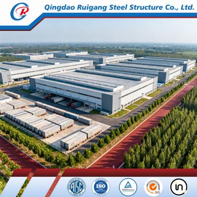 China Hot-dip Galvanized Prefabricated Steel Structure Warehouse with 300 km/h Wind Load and Clear-Span Design for sale