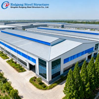 China Prefabricated Steel Structure Building with Q355/Q235B Steel Grade for Wind Load Up to 300 km/h and Hot-Dip Galvanized Protection for sale