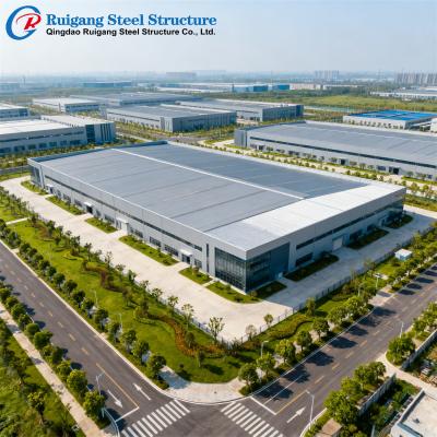 China Prefabricated Steel Structure Building with Hot-dip Galvanized Q355/Q235B Steel Grade and Wind Load Up to 300 km/h for sale