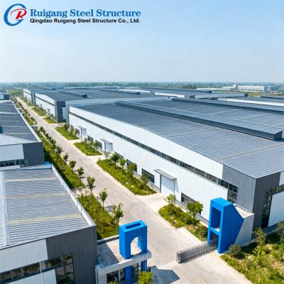 China Prefabricated Steel Structure Workshop Building with Q355/Q235B Steel Grade and Hot-dip Galvanization for Wind Load Up to 300 km/h for sale