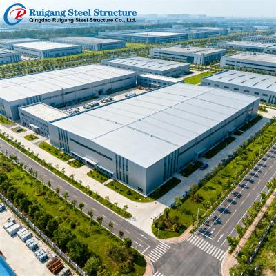 China Prefab Steel Building with Rigid Frame System and Hot-dip Galvanization for 300 km/h Wind Load Industrial Storage for sale