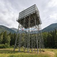 China Prefab Steel Structure Elevated GRP Water Storage Tank Stands with Hot Rolled H Section Steel Columns and Welded Beams for sale