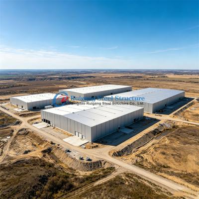 China Clear-Span Design Steel Structure Warehouse with Hot-Dip Galvanization for 300 km/h Wind Load for sale