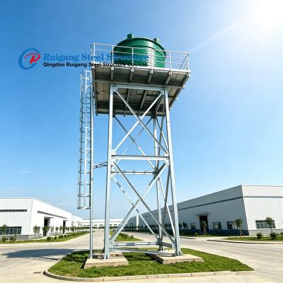 China Elevated Steel Water Tank Tower with Steel Structure Support Frame, Anti-Corrosion Galvanized Water Tower for sale