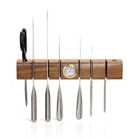 China Multifunctional Wood Magnetic Knife Holder with Thermometer and Hygrometer 325x55x50mm for sale