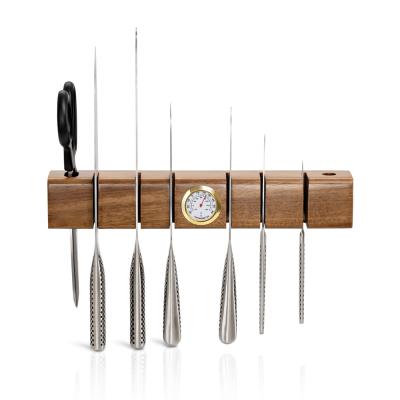 China Multifunctional Wood Magnetic Knife Holder with Thermometer and Hygrometer 325x55x50mm for sale
